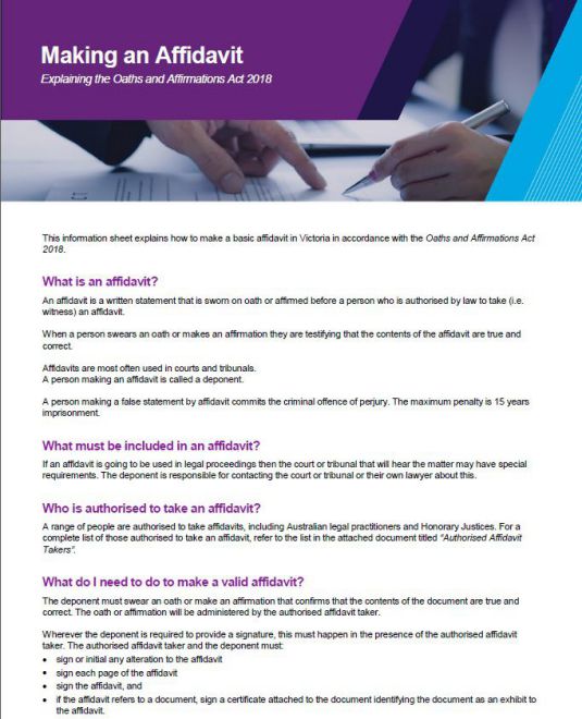 Australian affidavit template – All Down Under
